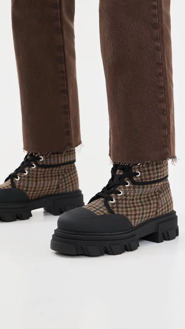 GANNI Cleated Canvas Wool Boots