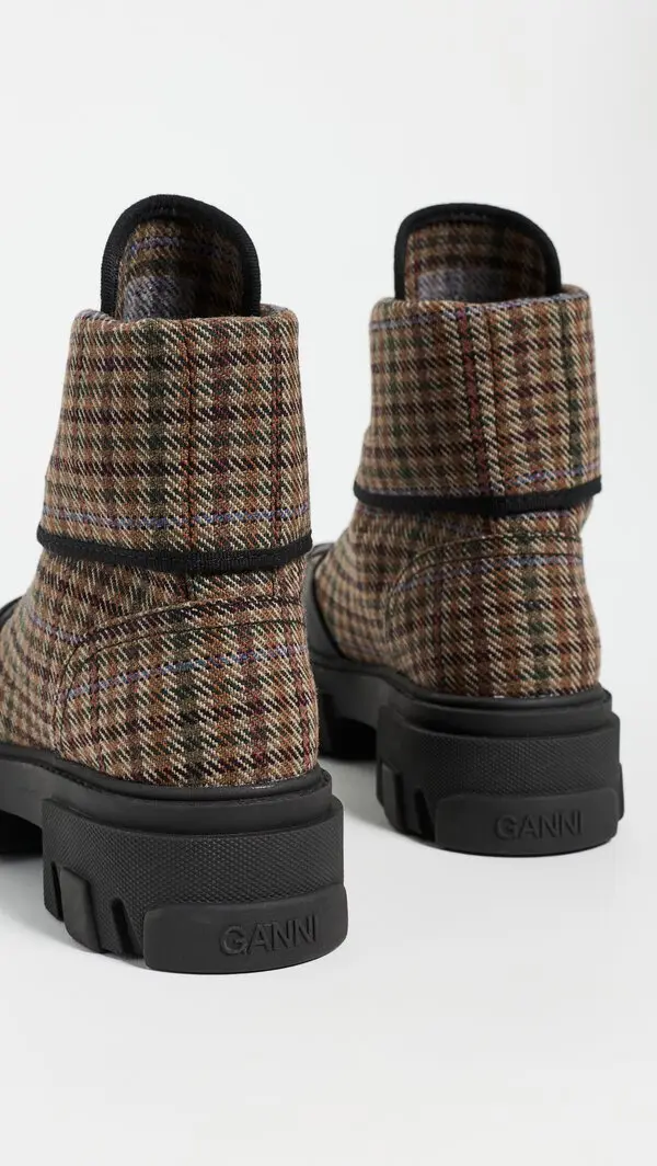 GANNI Cleated Canvas Wool Boots