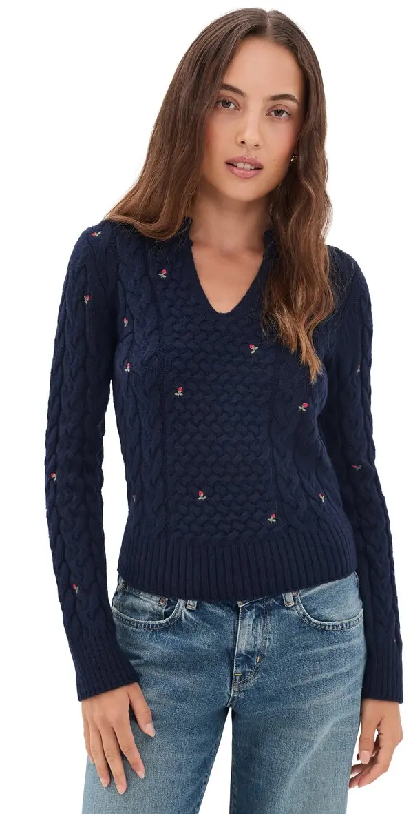 PISTOLA Shana Cable Embroidered Sweater