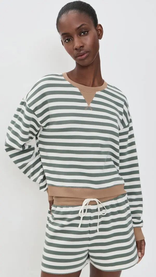 Z Supply Low Key Stripe Sweatshirt - Monstera