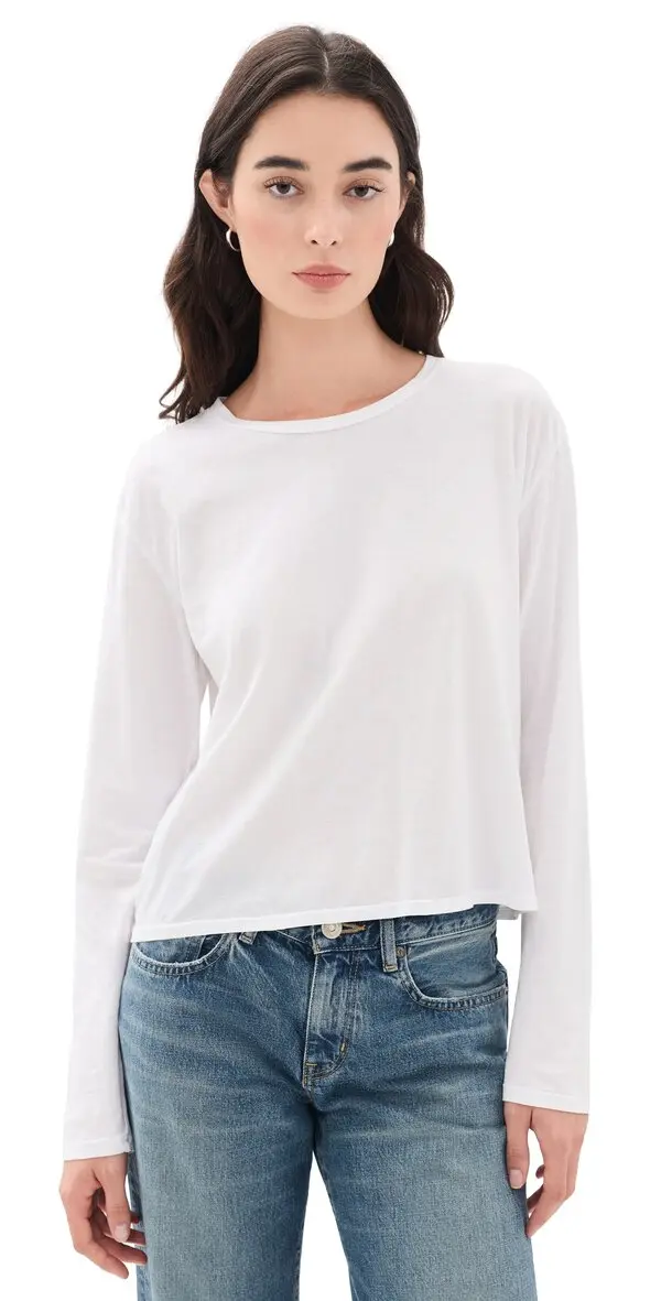PERFECTWHITETEE Harley Long Sleeve Boxy Crew Tee