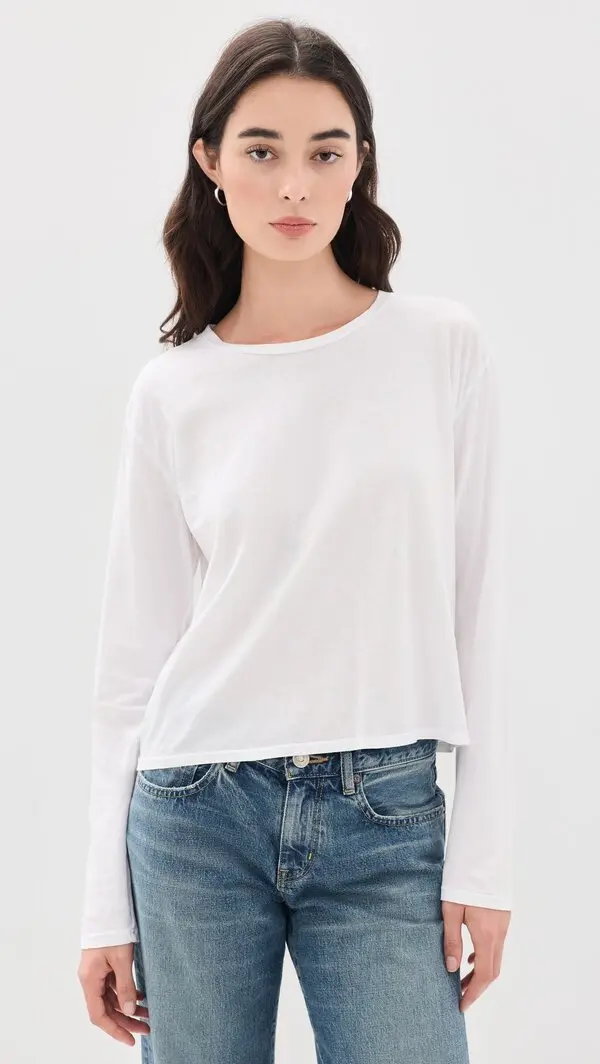 PERFECTWHITETEE Harley Long Sleeve Boxy Crew Tee