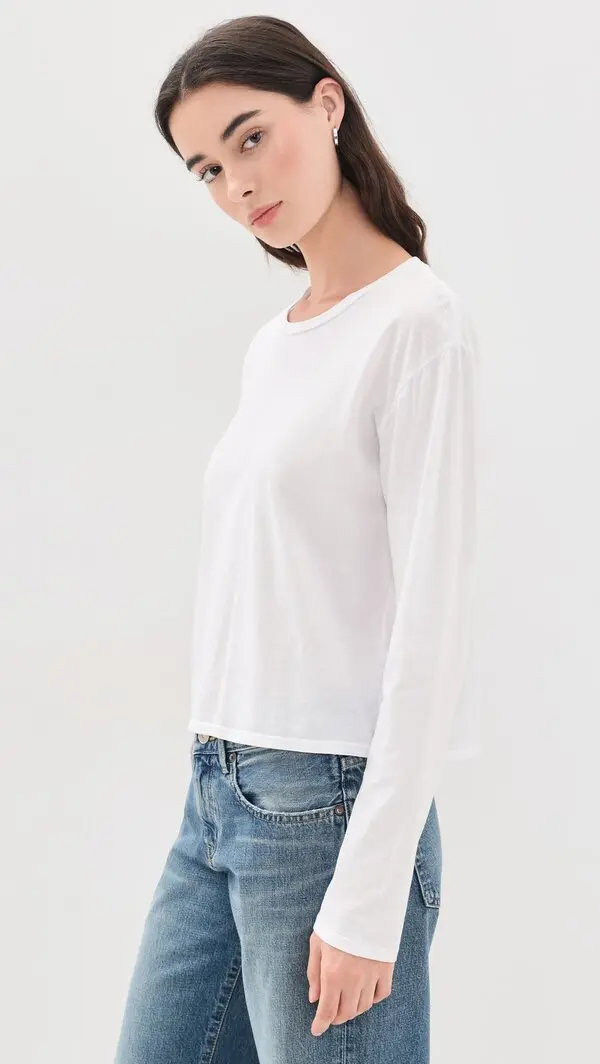 PERFECTWHITETEE Harley Long Sleeve Boxy Crew Tee