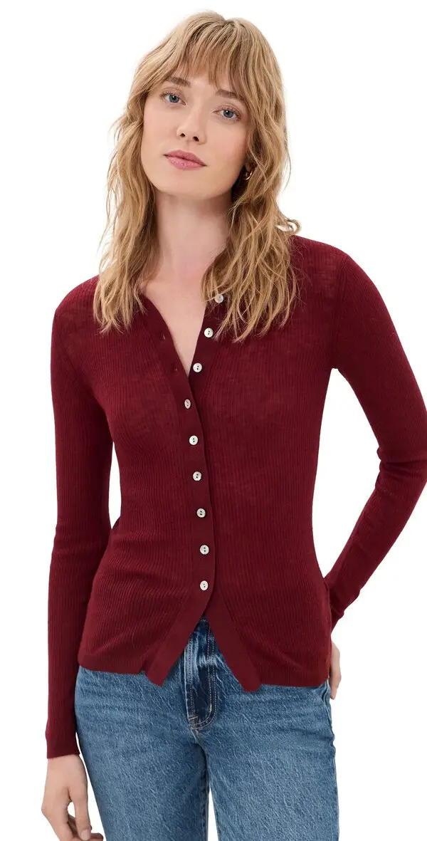 PISTOLA Korey Wool Featherweight Rib Cardigan