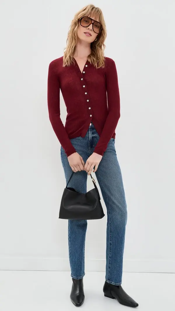 PISTOLA Korey Wool Featherweight Rib Cardigan