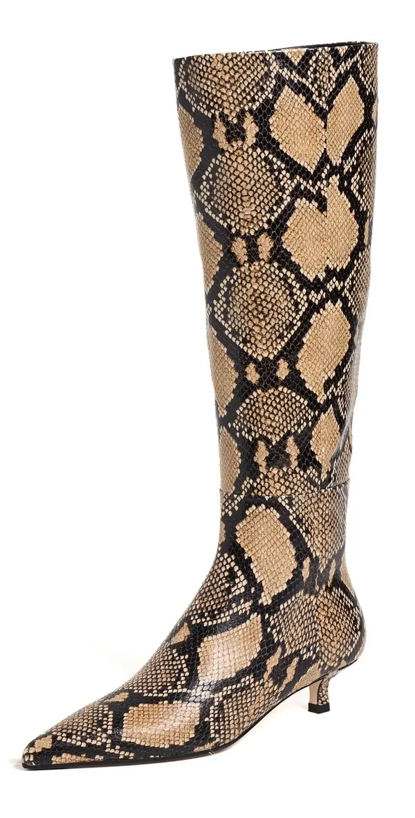 AeydĒ Sabrina Snake Print Calf Leather Boots - Hazelnut