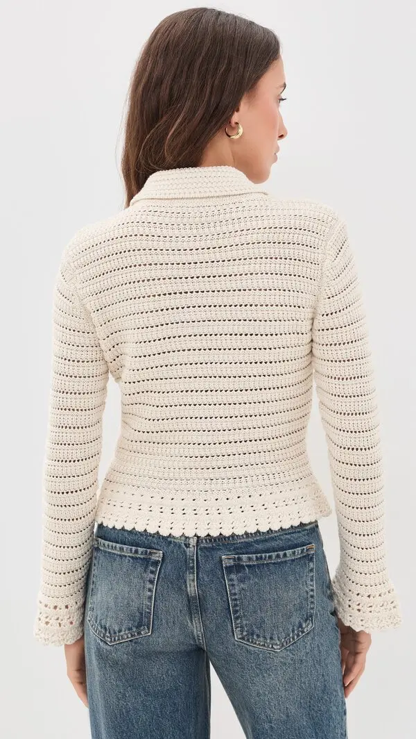 Madewell Pointelle Knit Peplum Cardigan