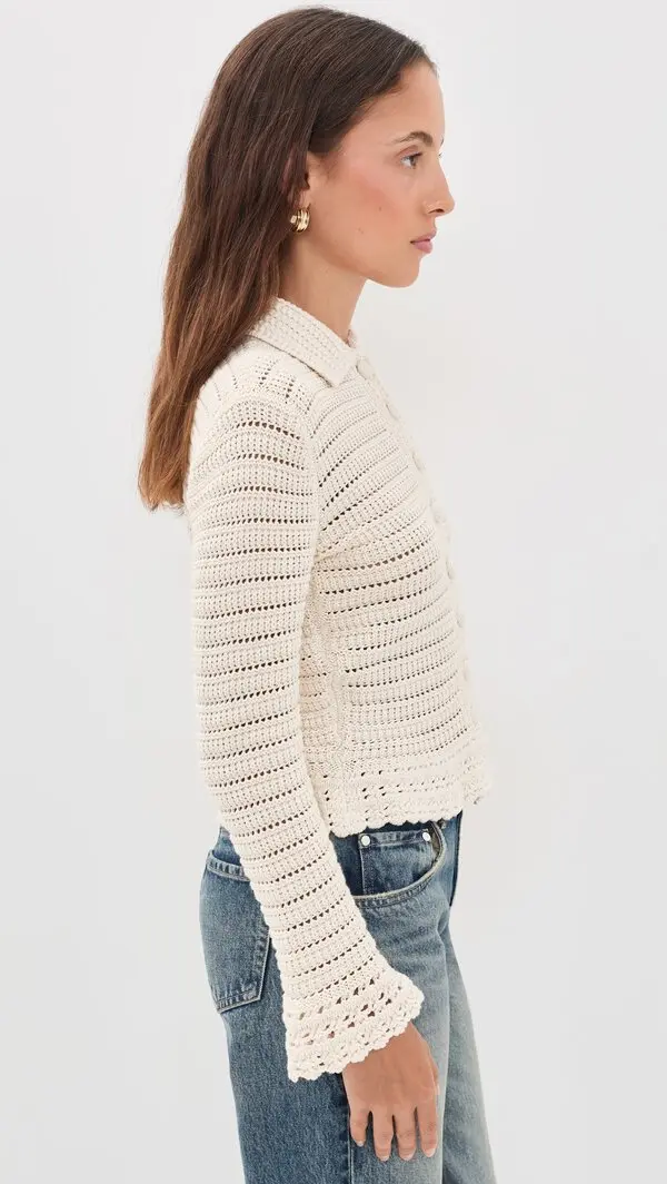 Madewell Pointelle Knit Peplum Cardigan