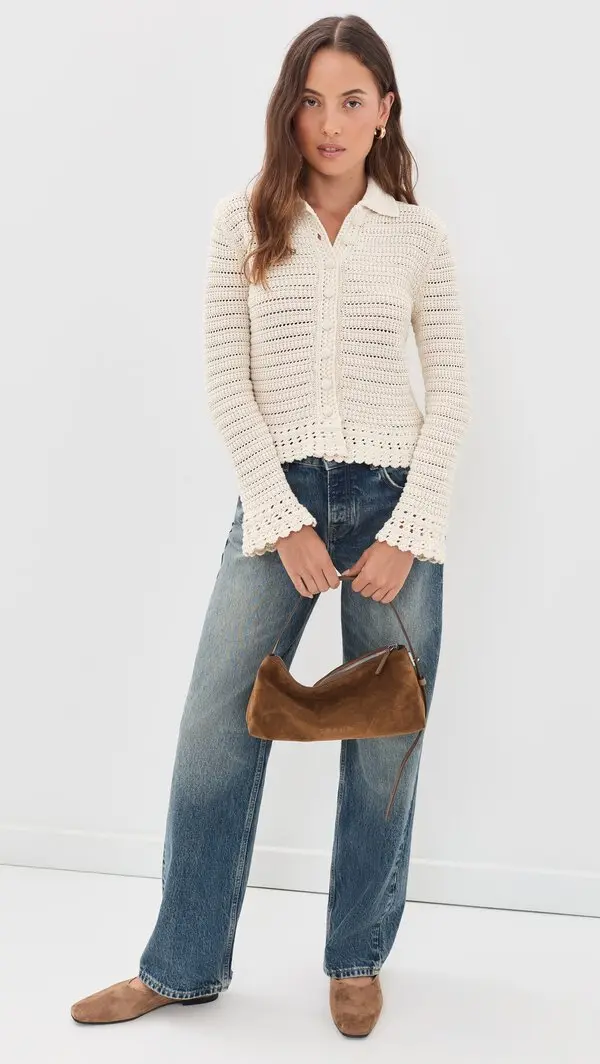 Madewell Pointelle Knit Peplum Cardigan