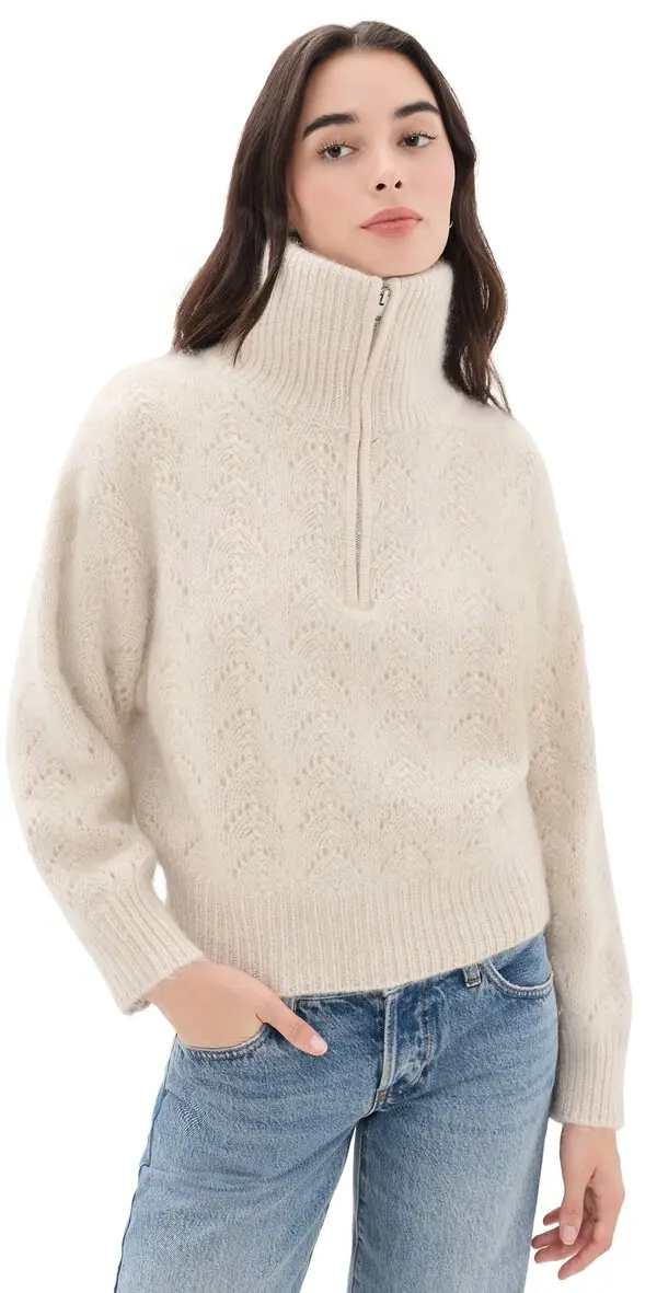 FRAME The Airy Metallic Zip Sweater