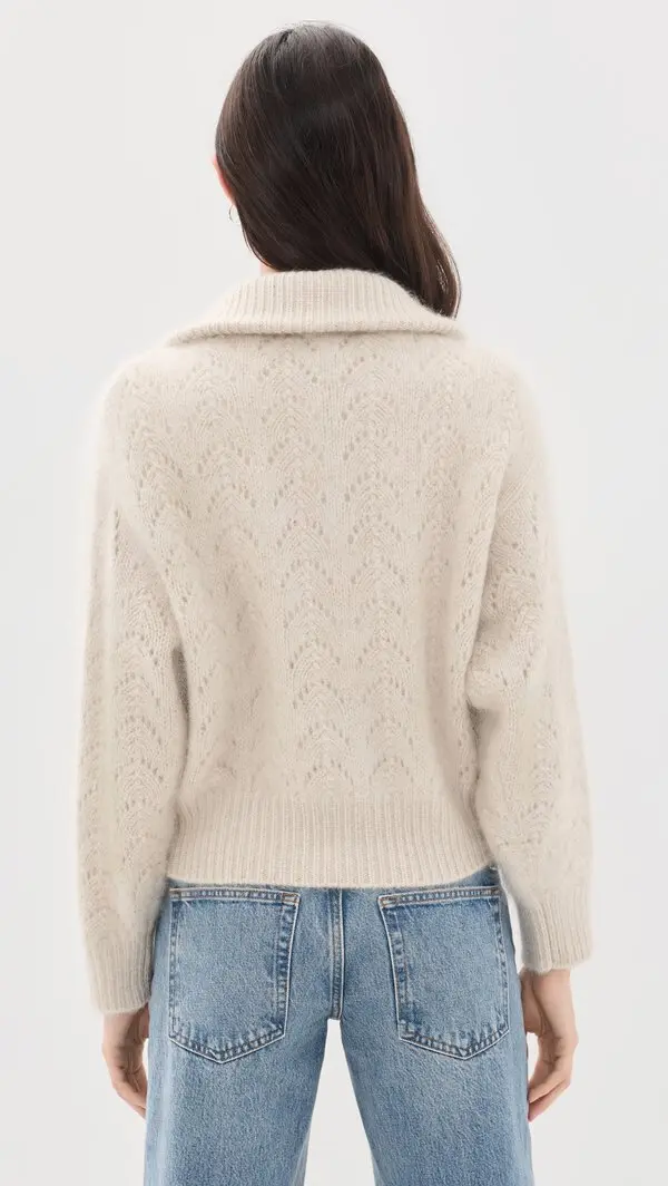 FRAME The Airy Metallic Zip Sweater