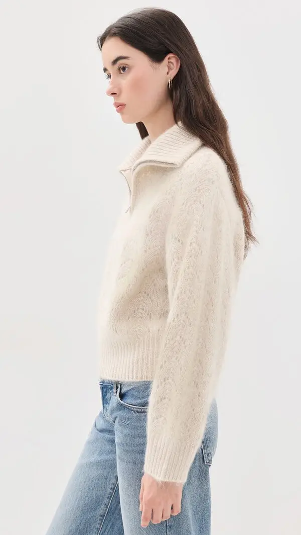 FRAME The Airy Metallic Zip Sweater