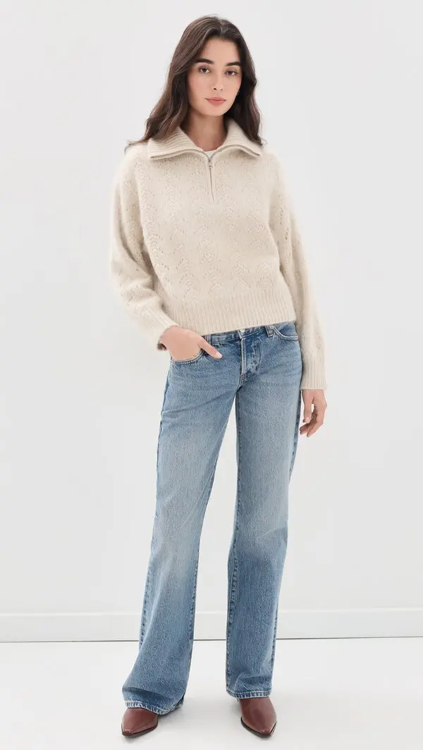 FRAME The Airy Metallic Zip Sweater