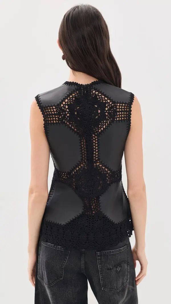 Ulla Johnson Livia Crochet And Leather Top