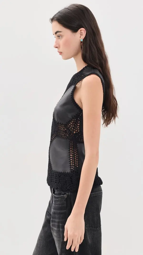 Ulla Johnson Livia Crochet And Leather Top