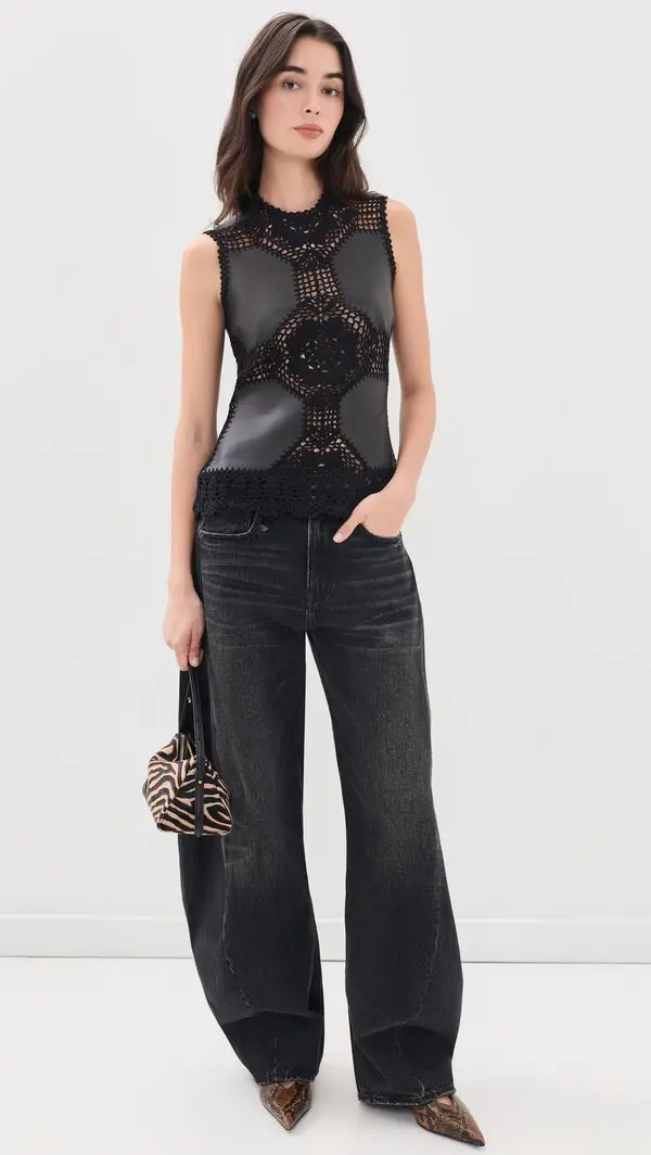 Ulla Johnson Livia Crochet And Leather Top