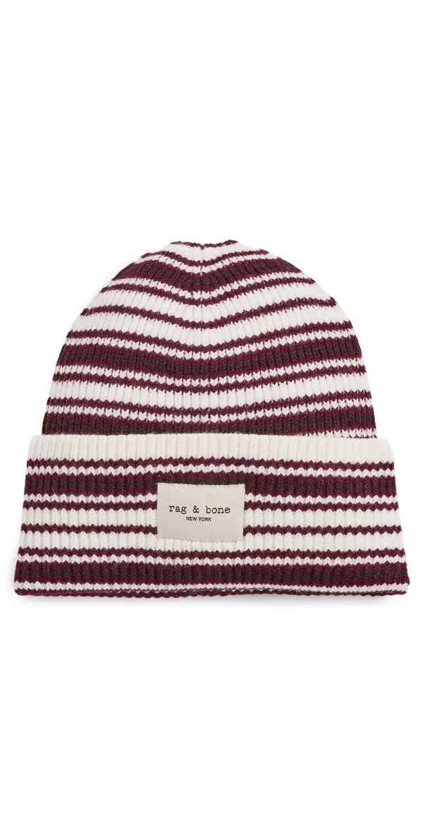 Rag & Bone Blake Wool Blend Stripe Beanie - Ivory Multi