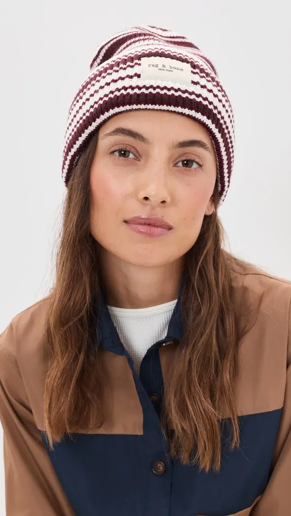 Rag & Bone Blake Wool Blend Stripe Beanie
