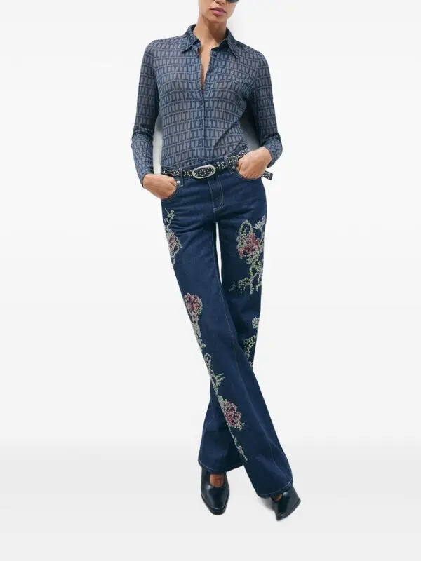 Tory Burch Embroidered Denim Jeans