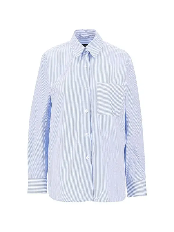 Emporio Armani Striped Cotton Shirt - Sky Blue