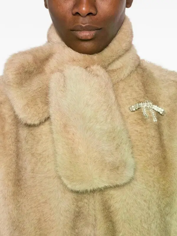 Maje Bow-embellished Faux-fur Coat