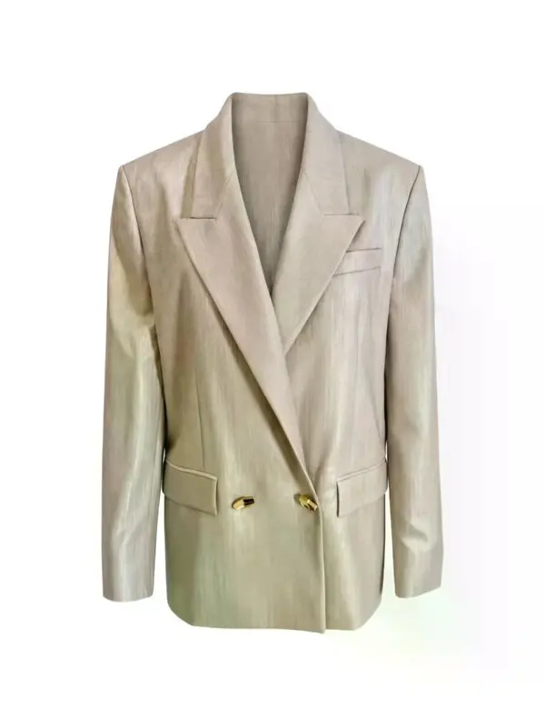 Pinko Double-breasted Jacket In Metal Wool With Jewel Buttons