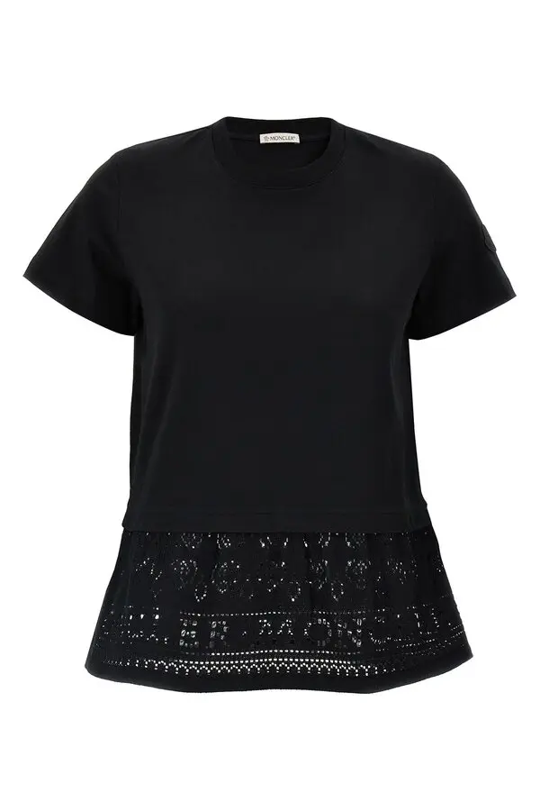 Moncler Embroidered Crewneck T-shirt - Black