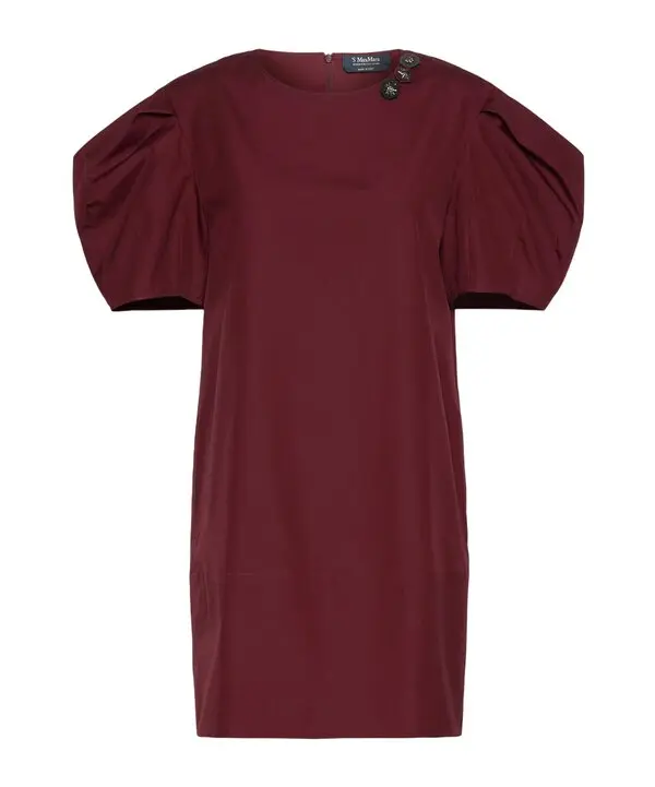 Max Mara Cotton Poplin Short Dress Ruby - Ruby Colour