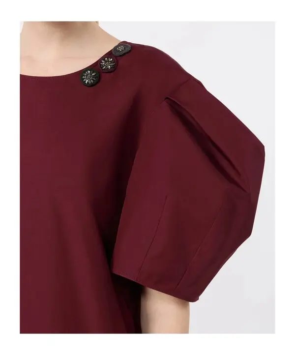 Max Mara Cotton Poplin Short Dress Ruby - Ruby Colour