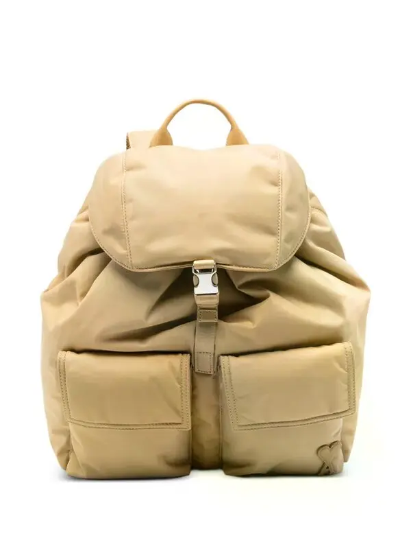 AMI Paris De Coeur Buckle-fastening Backpack - Neutrals