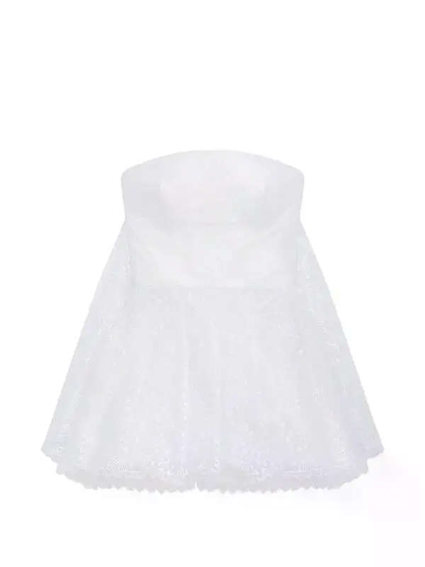 Givenchy Mini Bustier Dress In Lace With Cape - White