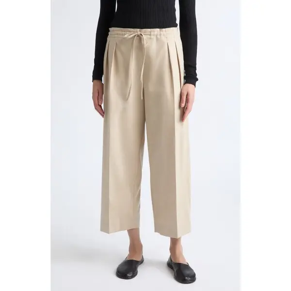 Maria Mcmanus Pleated Stretch Wool & Cashmere Drawstring Trousers