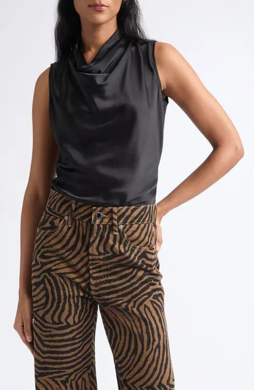 Veronica Beard Tam Cowl Neck Silk Shell - Black
