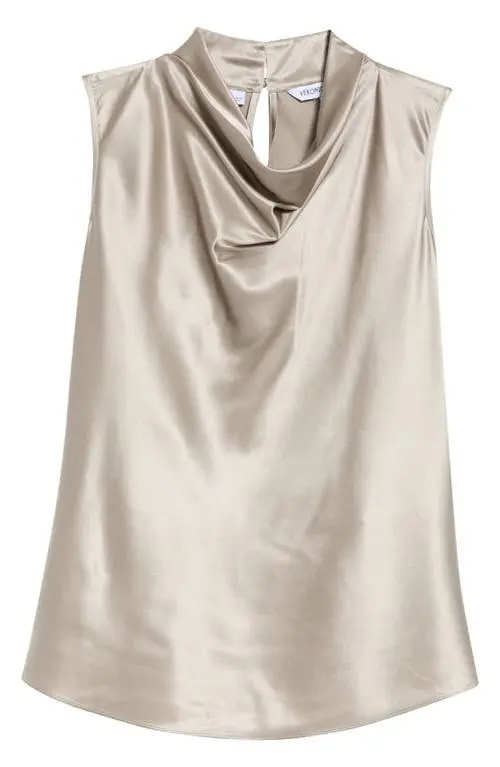 Veronica Beard Tam Cowl Neck Silk Shell - Pewter