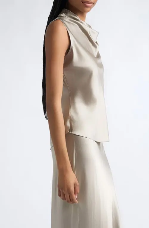 Veronica Beard Tam Cowl Neck Silk Shell - Pewter
