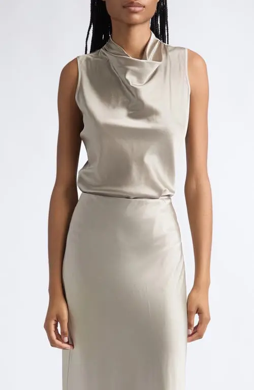 Veronica Beard Tam Cowl Neck Silk Shell - Pewter