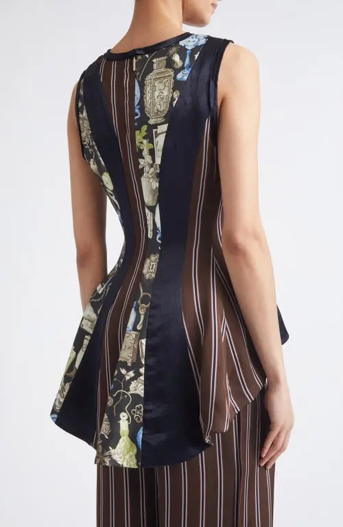 JASON WU Mixed Media Paneled Silk Top