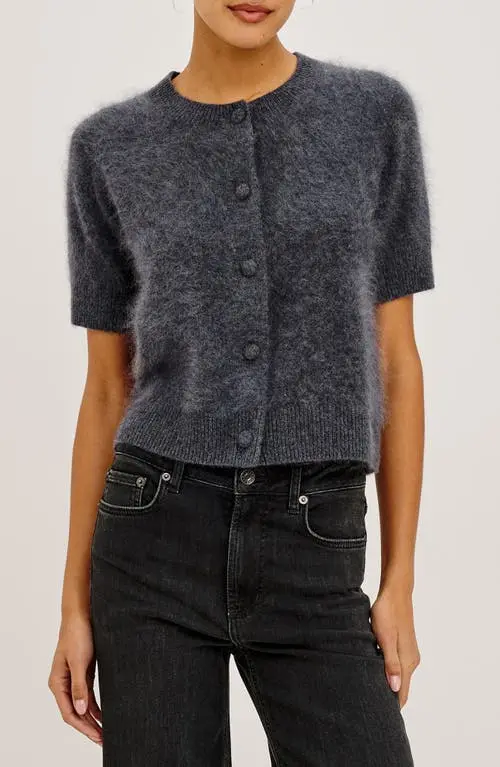 Rails Roman Short Sleeve Wool & Cashmere Cardigan - Charcoal