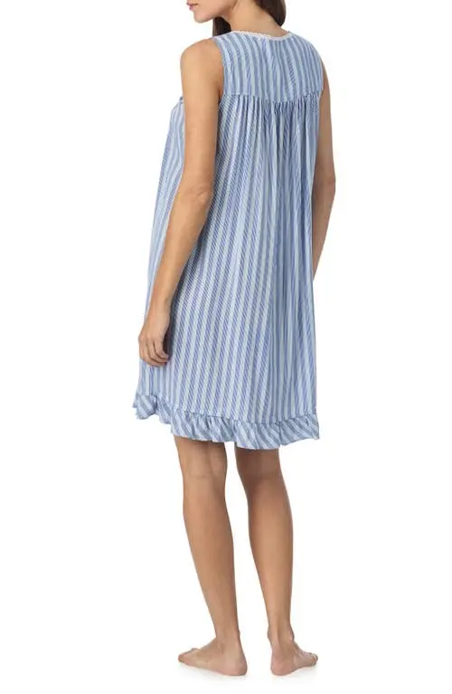 Eileen West Striped Lace Trim Short Chemise