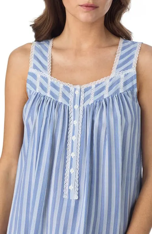 Eileen West Striped Lace Trim Short Chemise