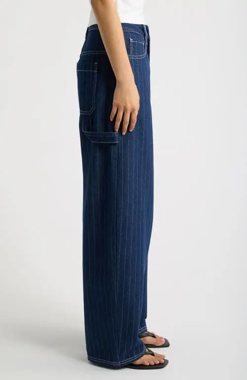 FADE OUT LOUD Pinstripe Baggy Wide Leg Carpenter Jeans