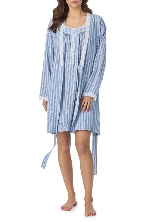 Eileen West Lace Trim Short Wrap Robe