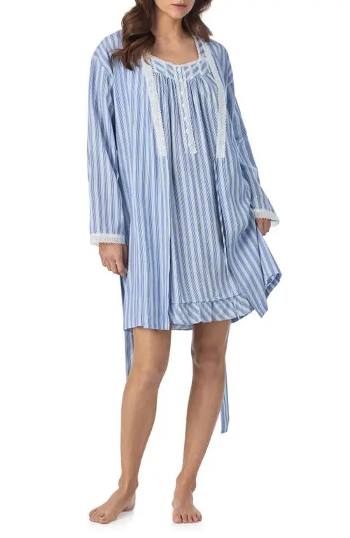 Eileen West Lace Trim Short Wrap Robe