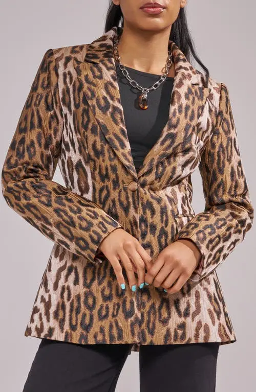 AZALEA WANG Femme Leopard Print Woven Blazer