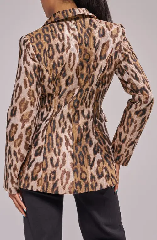 AZALEA WANG Femme Leopard Print Woven Blazer
