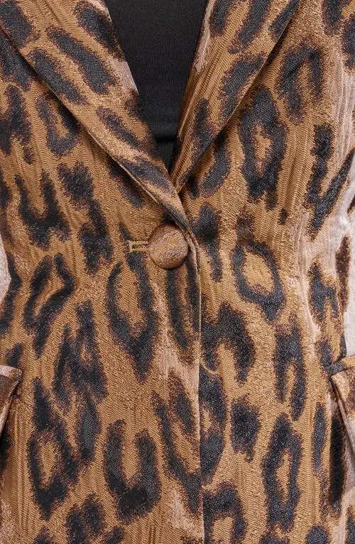 AZALEA WANG Femme Leopard Print Woven Blazer