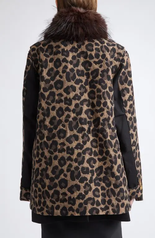 Sacai Wool Flannel Jacket With Faux Fur Collar - Beige