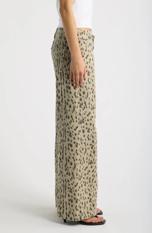 FADE OUT LOUD Low Rise Print Wide Leg Jeans