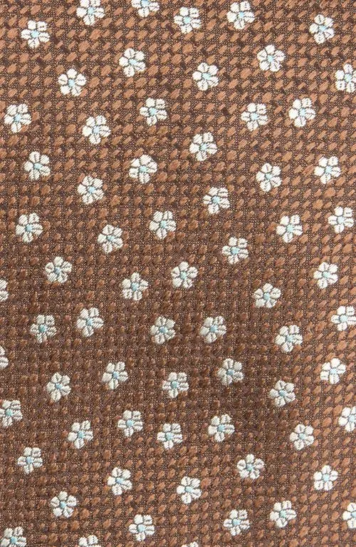 David Donahue Floral Jacquard Silk Tie - Chocolate