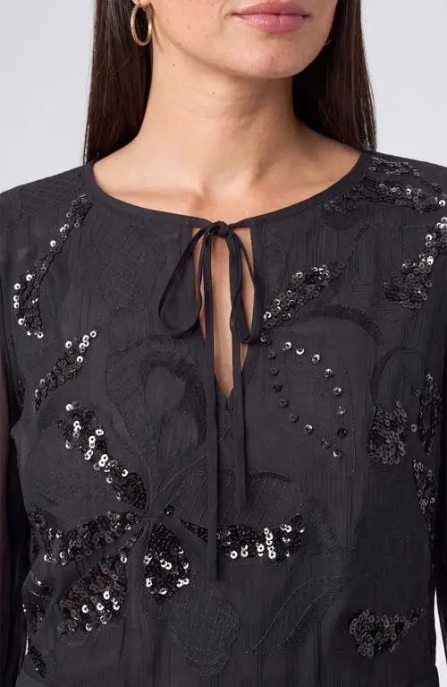 LIVERPOOL Embellished Peplum Chiffon Top